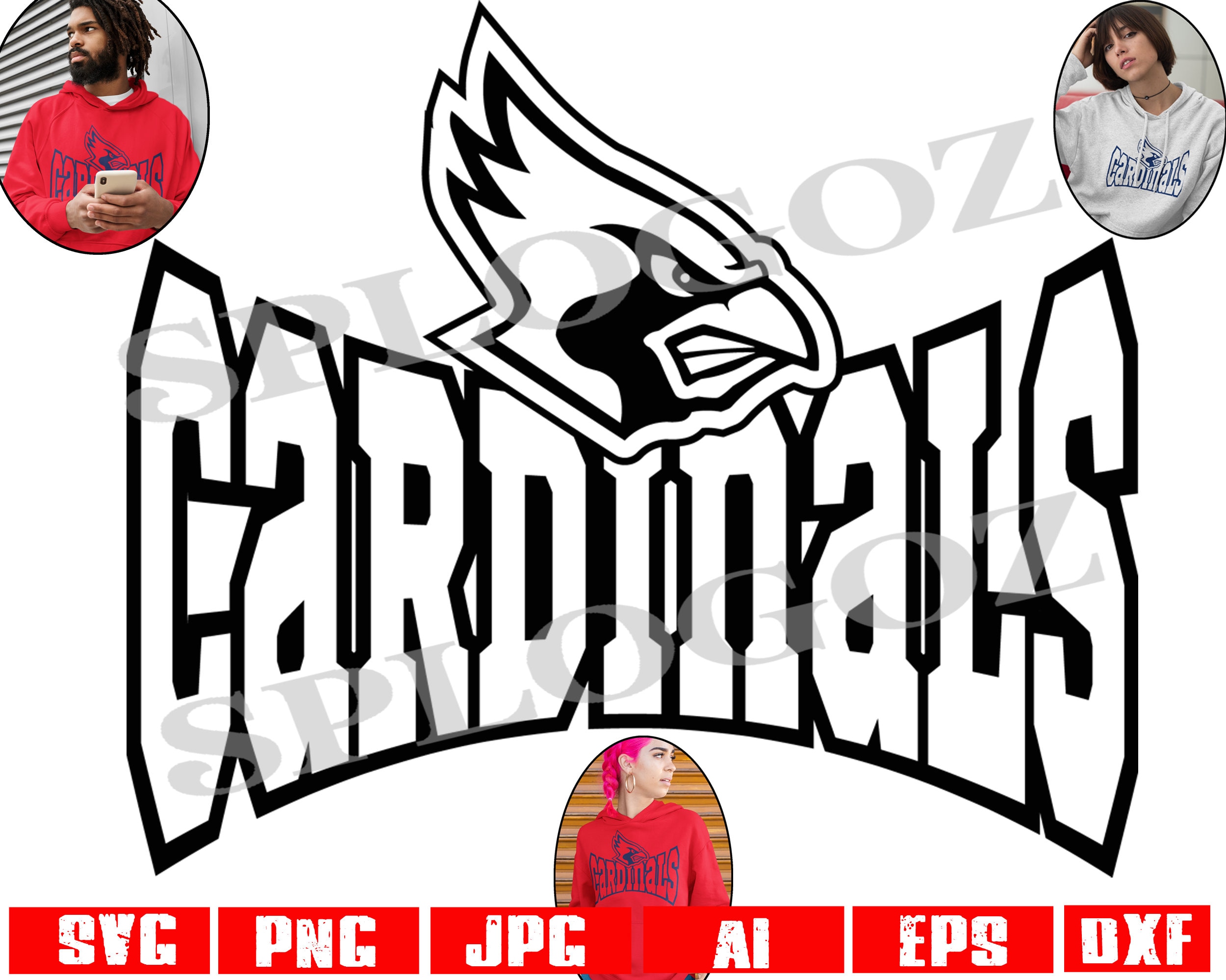 Cardinals Svg Cardinal Svg Cardinal Mascot Logo School - Etsy