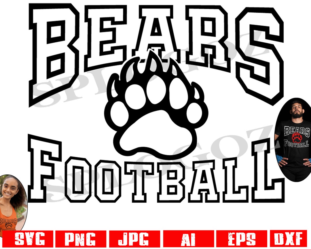 Bears Football Svg, Bear Football Svg, Bears Svg, Bear Svg, Sports ...