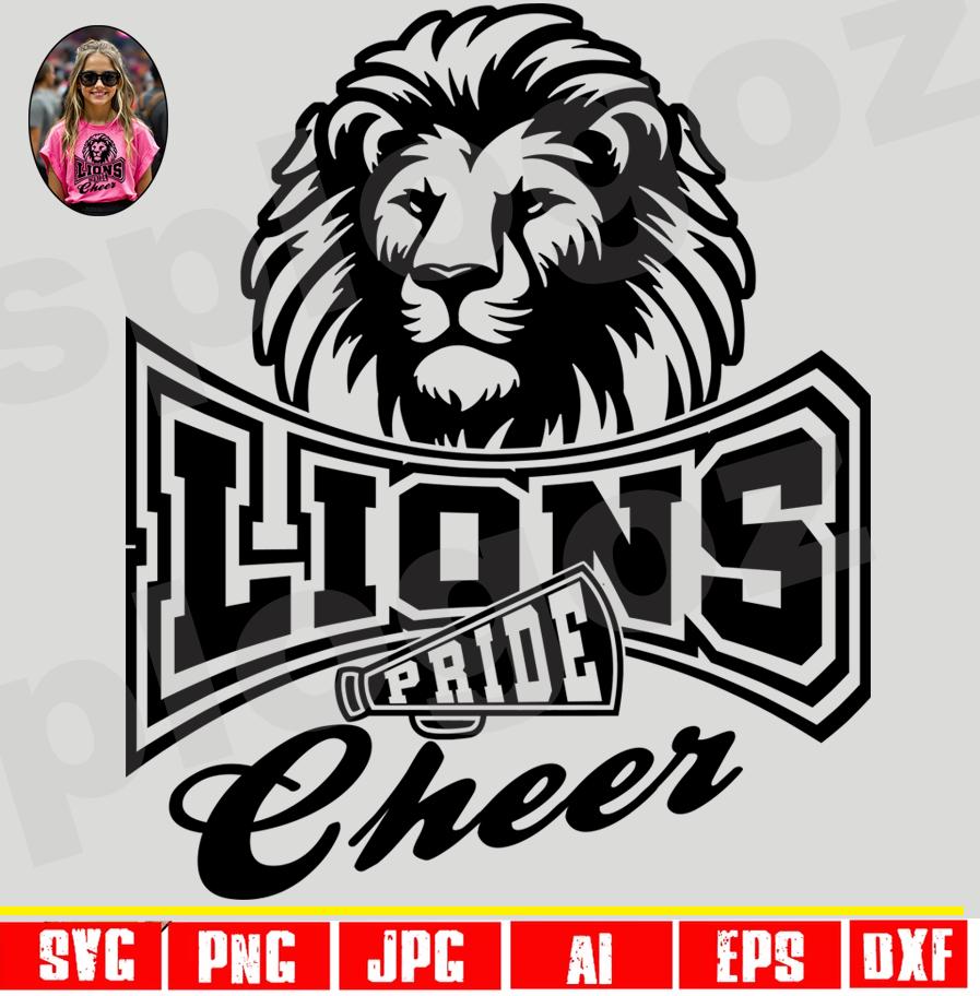 Lions Cheerleading Team Mascot Svg Design for Cricut Silhouette Digital ...
