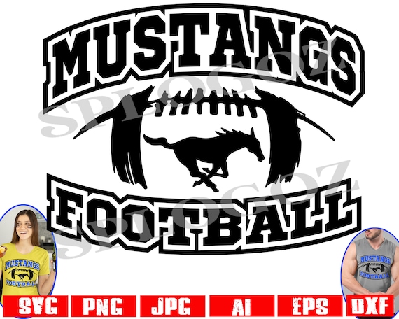 Mustang Head Football Logo