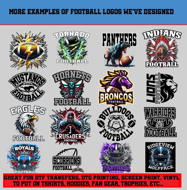 Custom Football Team Logo Design Template Printable Personalized Youth ...