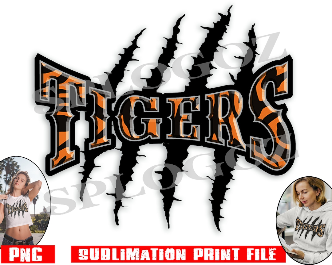 Tigers Sublimation Design PNG for Sports Apparel Tiger Scratches Logo ...