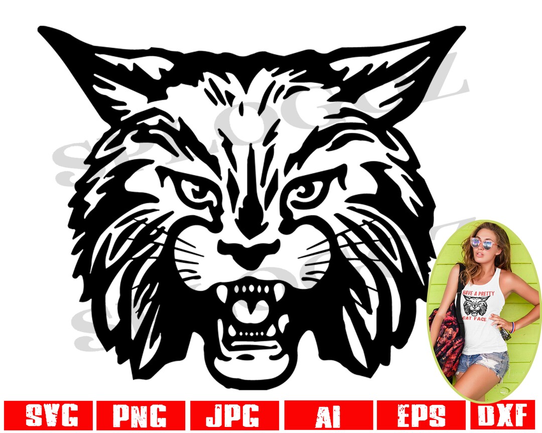 Wildcats Mascot Face SVG Cut File for Cricut Silhouette Digital ...