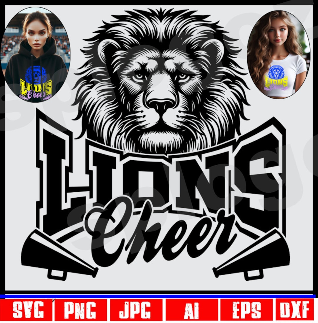 Lions Cheer Svg Lions Cheerleading Svg Lions Mascot Png Lions ...