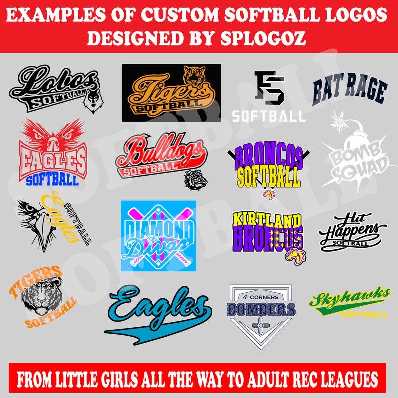 Personalized Softball Custom Logo Design Logo Design for Sports Custom ...