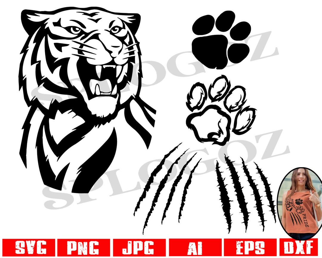 Tiger Svg 4 Pack,, Tigers Svgs, Tiger Mascot Cut File SVG, DXF, JPG ...
