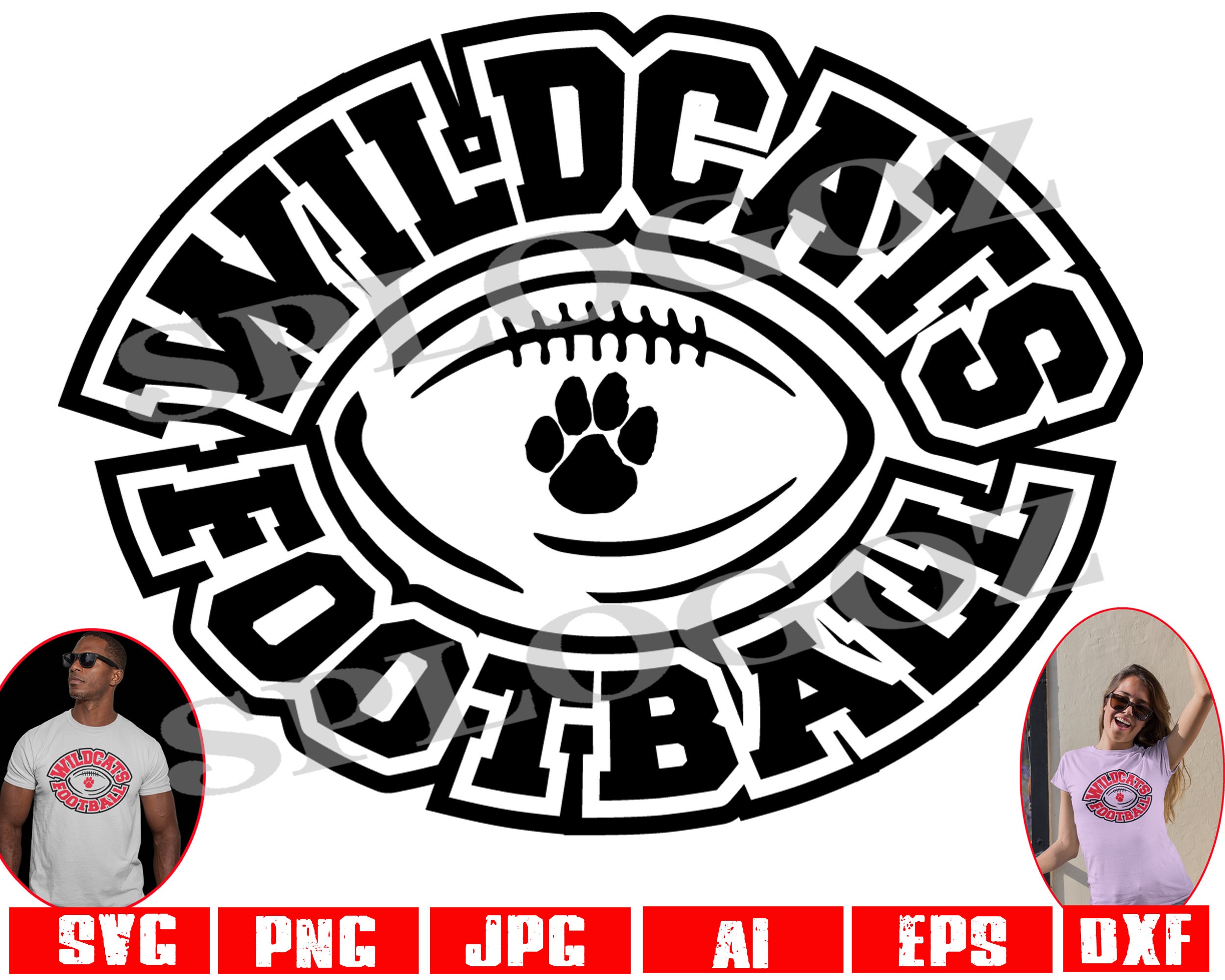 Wildcats Paw Football Logo