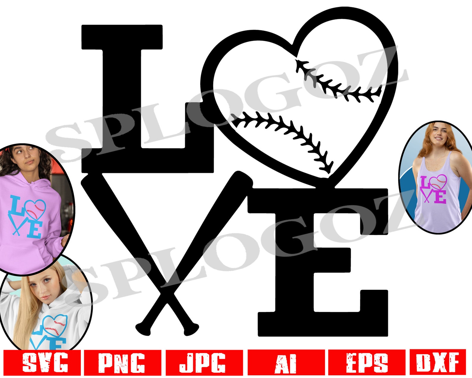 Love Softball Svg, Love Baseball Svg, Softball Svg, Baseball Svg, Love ...