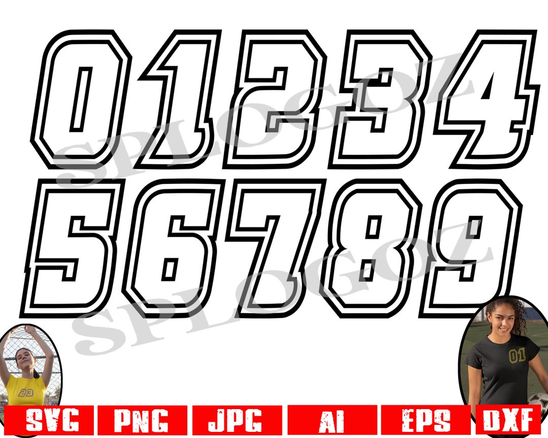 Sports Jersey Font Clipart, Varsity Numbers Uniforms Cut File Clip Art ...