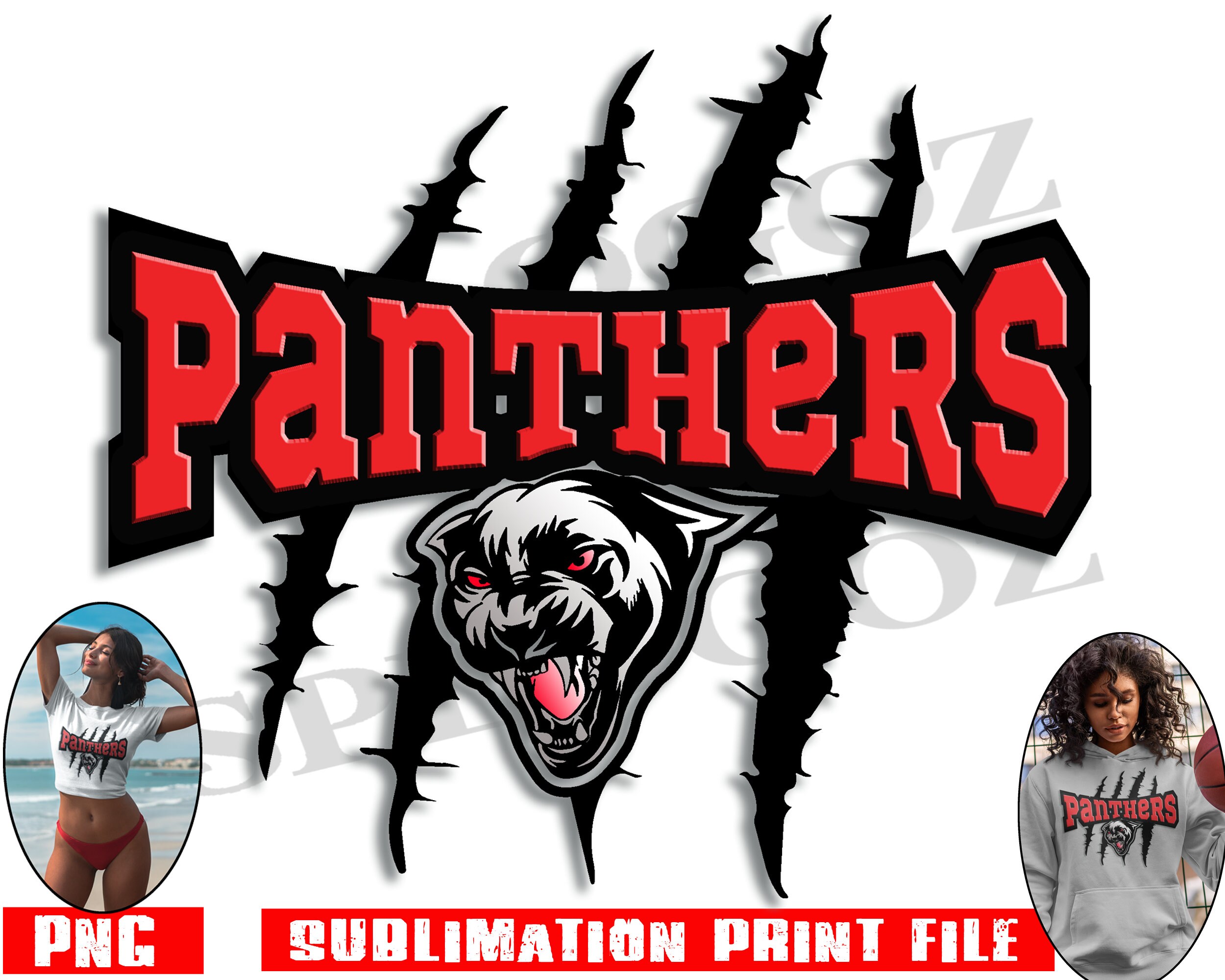 Black Panther Sports Logo Red