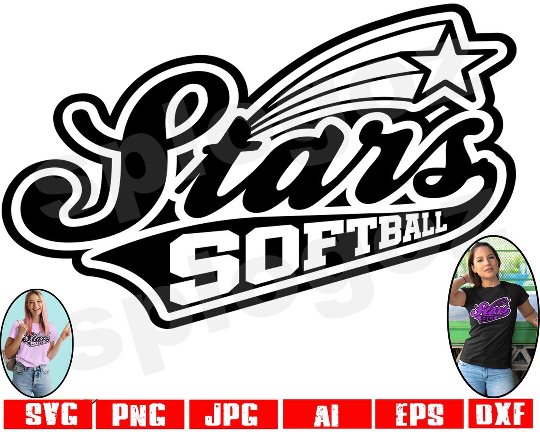 Stars Softball Svg Star Softball Svg Stars Softball Png Stars Svg Star ...