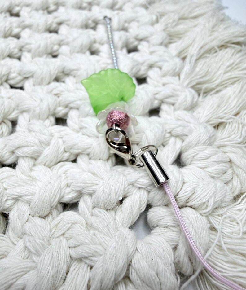 Clear Flower Charm With Pink Accents: Beaded Accessory Made for Any ...