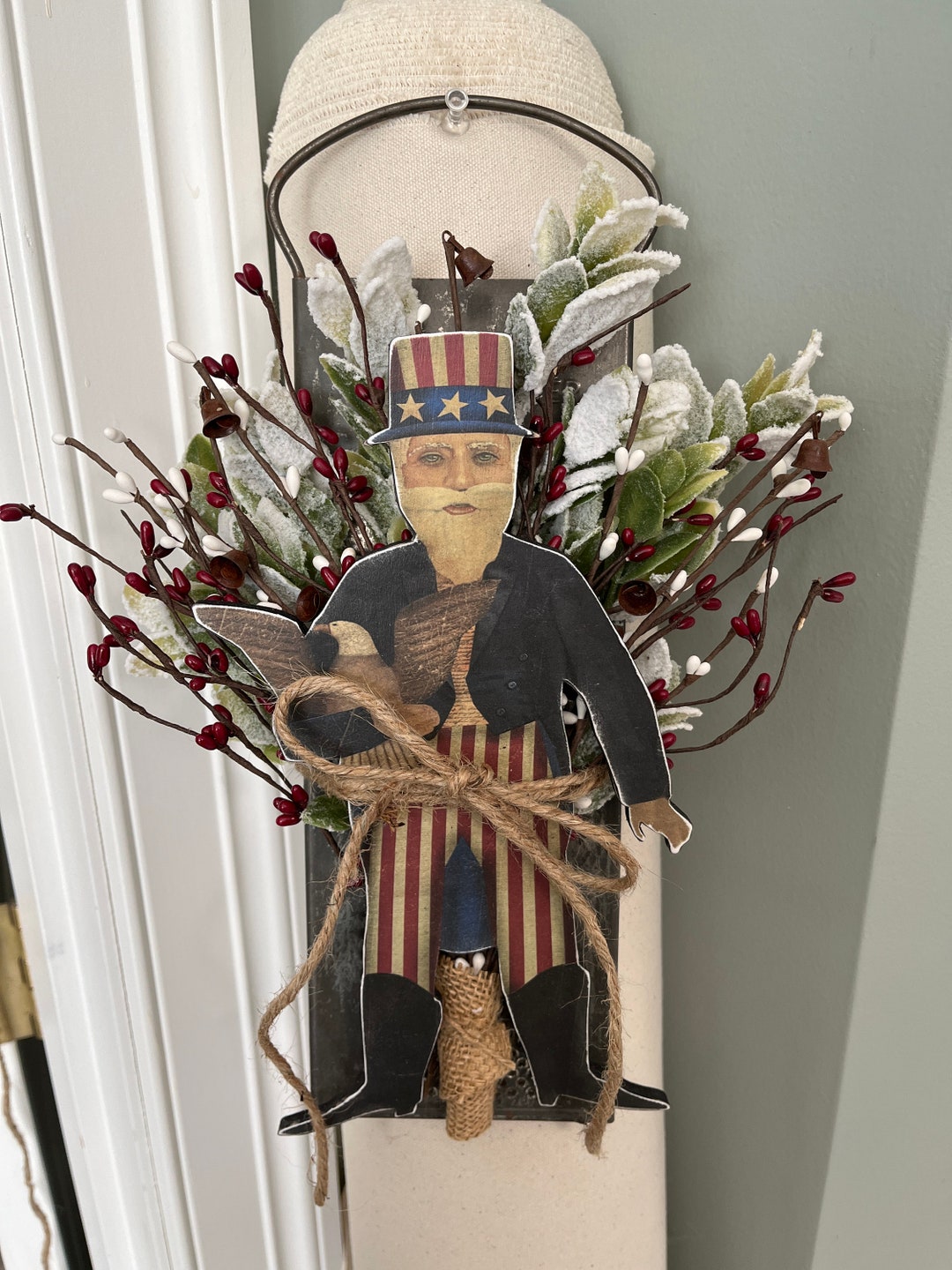Primitive Wood Uncle Sam on Vintage Grater - Etsy