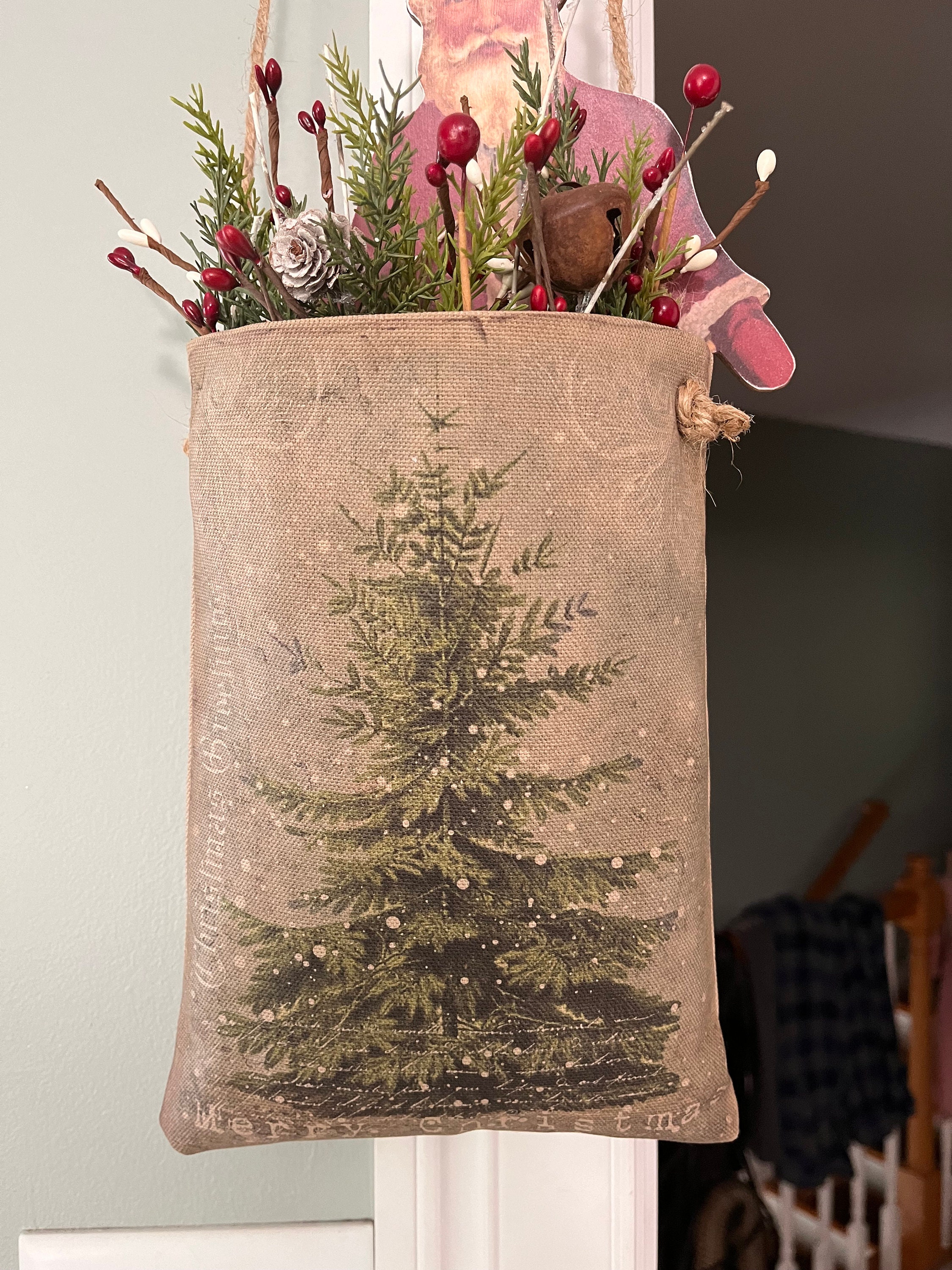 Beautiful Primitive Santa Duckcloth Bag - Etsy