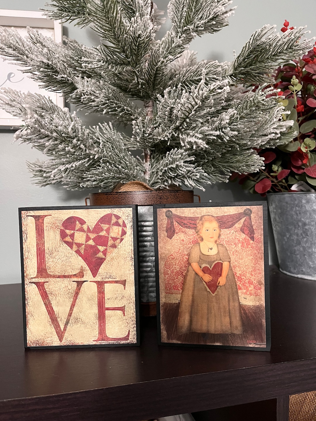 Primitive Valentine Wood Blocks - Etsy