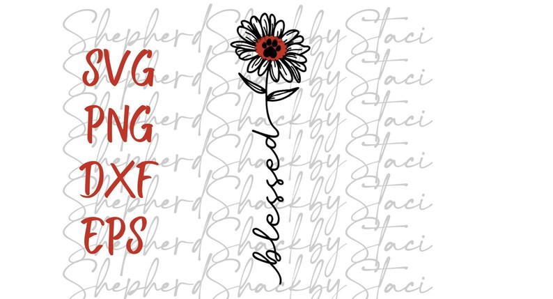 Blessed Flower With Dog Paw,flower SVG File for Cricut,blessed SVG ...