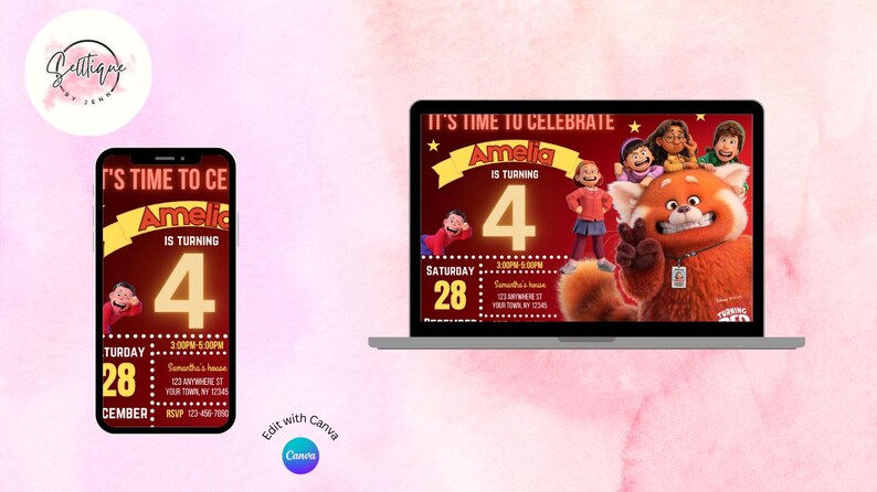 Turning Red Birthday Invitation - Etsy