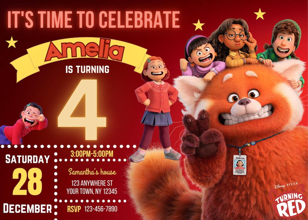 Turning Red Birthday Invitation - Etsy