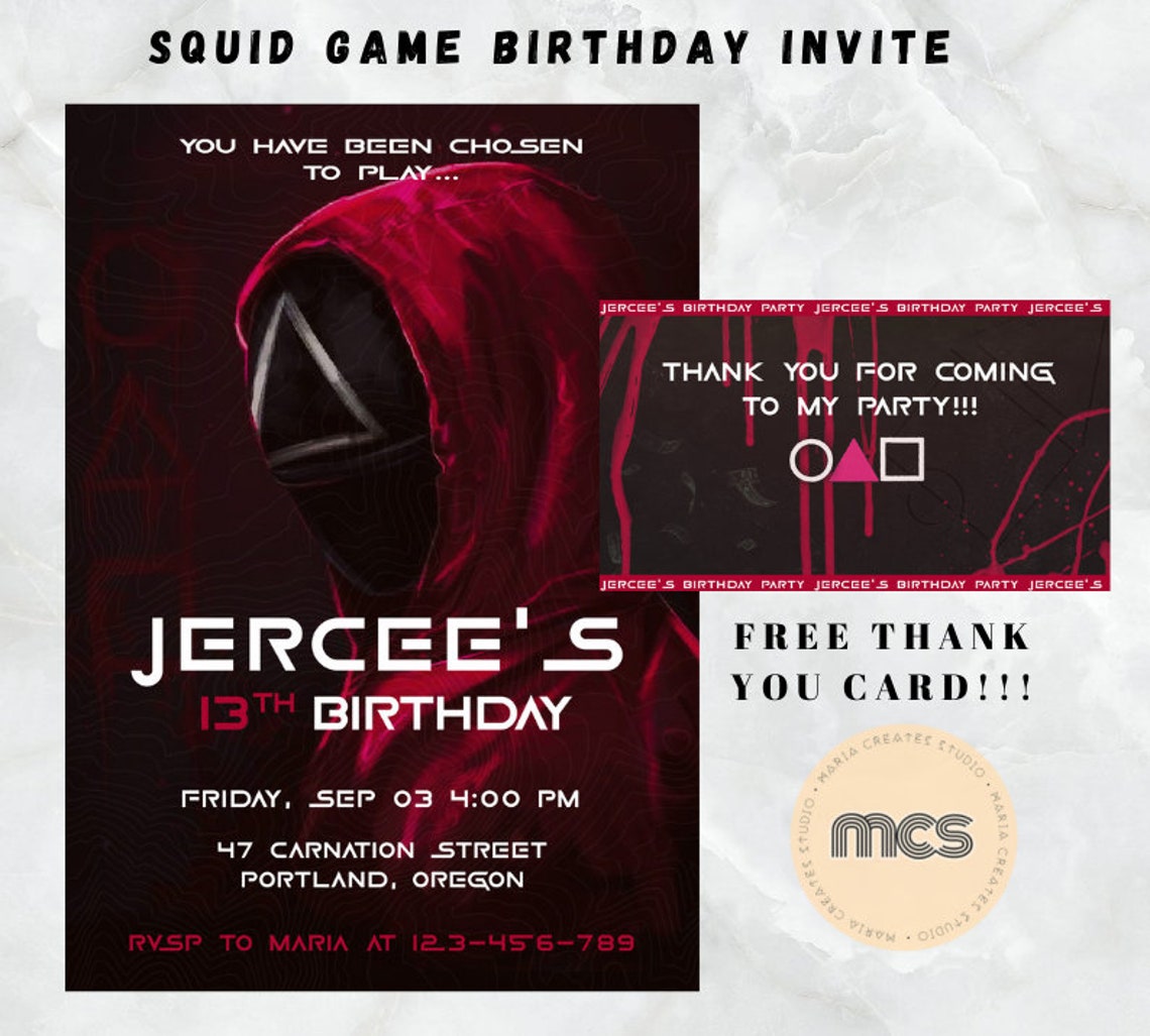 Squid Game Birthday Invitation Squid Game Invitation Squid - Etsy