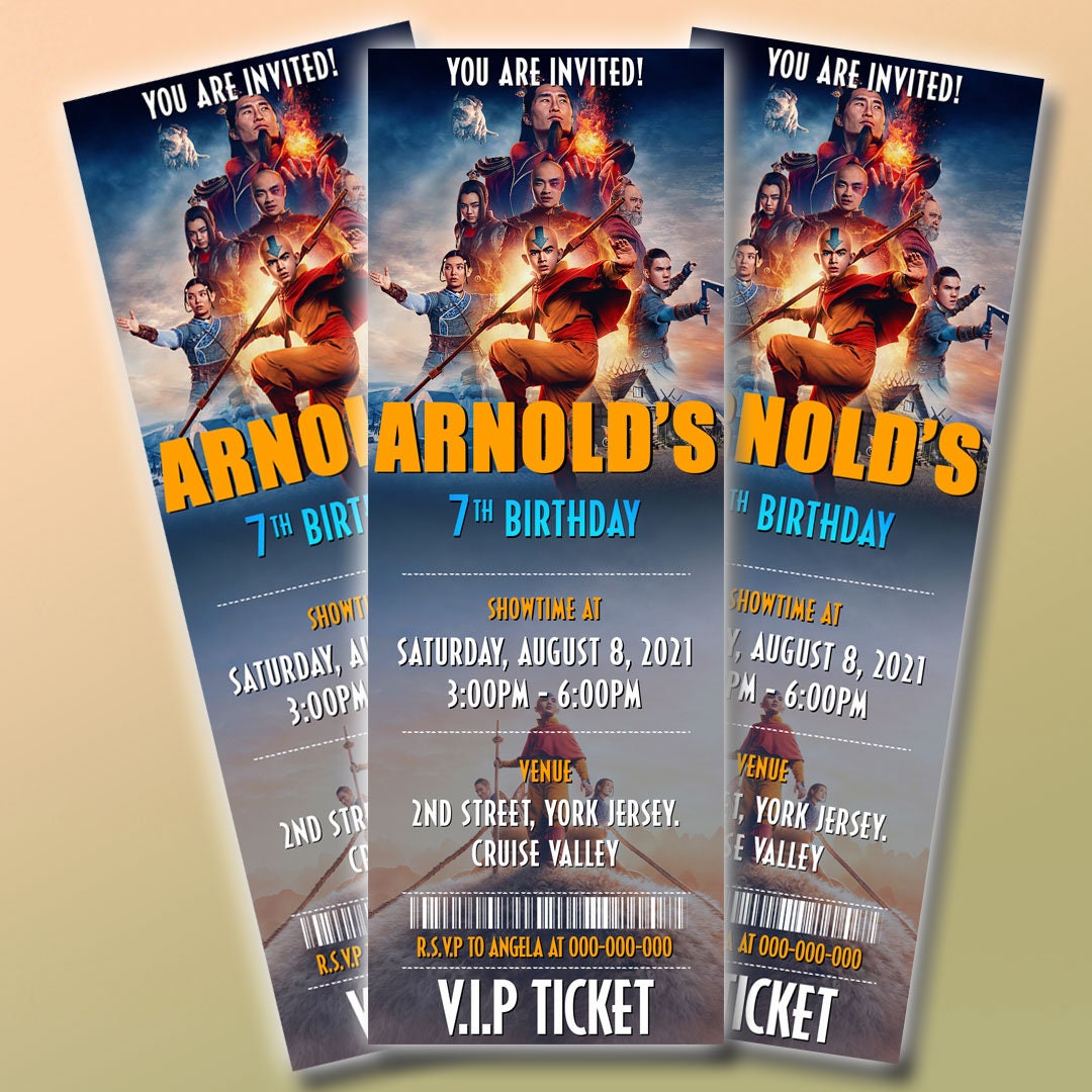 Avatar the Last Airbender Birthday Invitation, Avatar the Last ...
