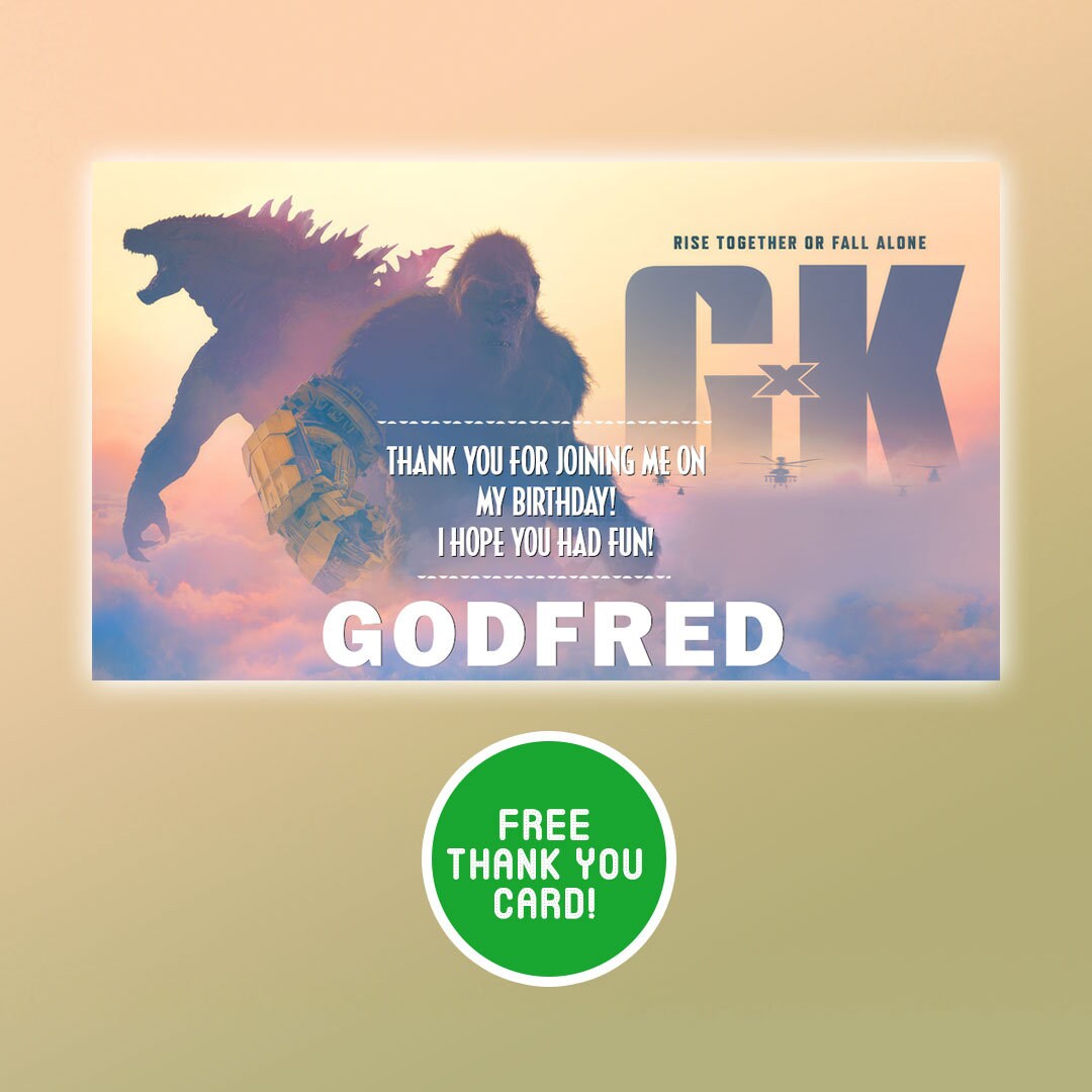 Godzilla X Kong Invitation, Godzilla X Kong Birthday Invitation ...