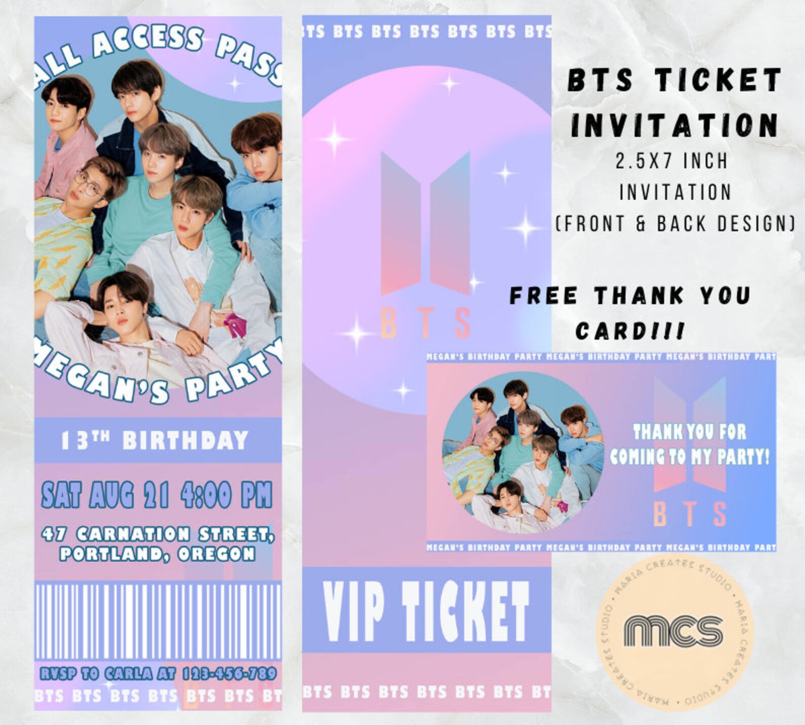BTS Birthday Ticket Invitation, Digital Birthday Invite, Army Birthday ...
