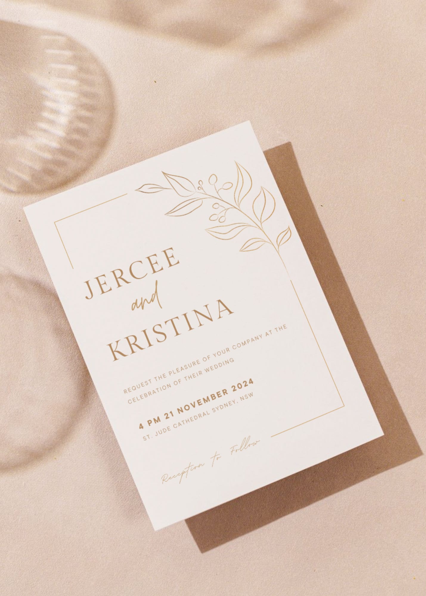 Beige Elegance Wedding Invitation Printable, Elegant Minimalist Wedding ...