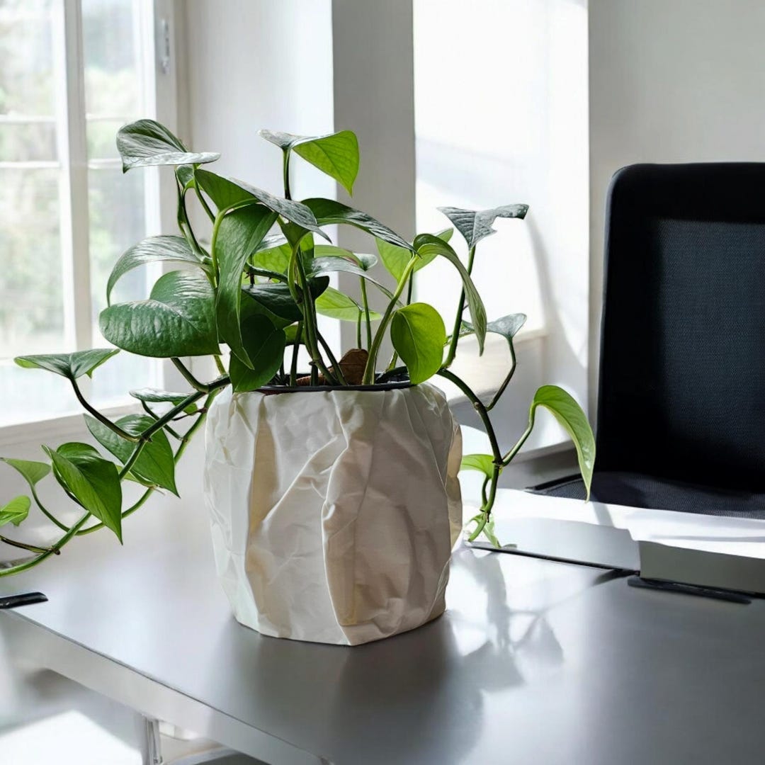 Paper Effect Plant Pot Holder Crumpled Paper - Etsy