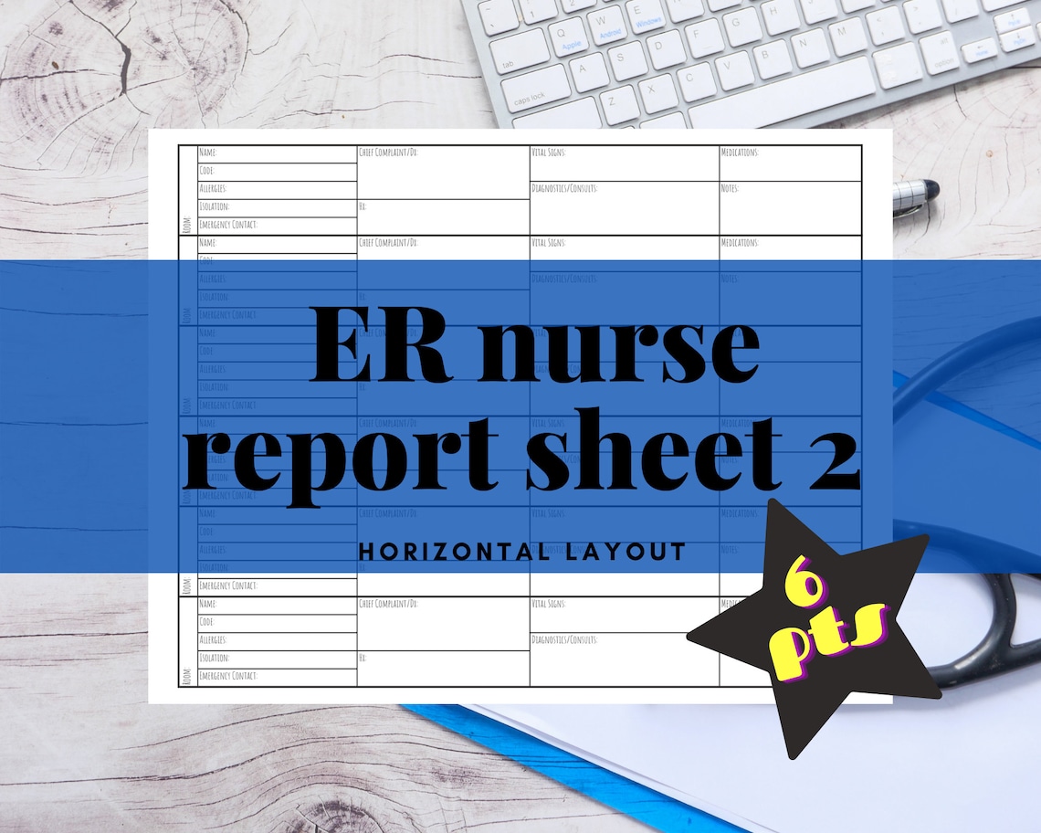 Emergency Room Nurse Report Sheet 6 Pt Nurse Brain Day | Etsy