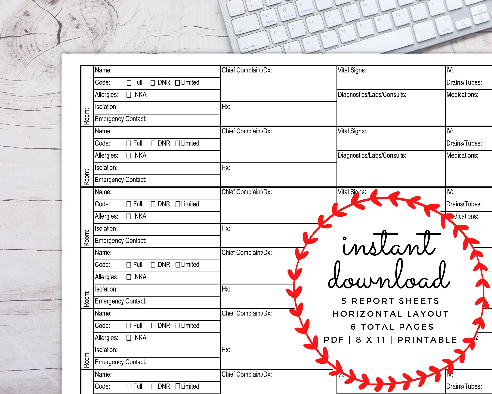 Emergency Room Nurse Report Sheet Bundle, Nurse Brain, Med/surg ...