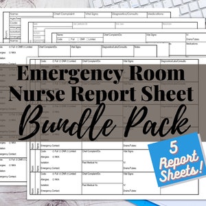 Emergency Room Nurse Report Sheet Bundle, Nurse Brain, Med/surg ...