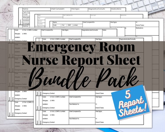 Emergency Room Nurse Report Sheet Bundle Nurse Brain | Etsy