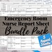 Emergency Room Nurse Report Sheet Bundle, Nurse Brain, Med/surg ...