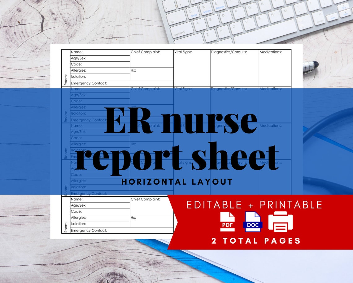 Emergency Room Nurse Report Sheet, Nurse Brain, Day Night NOC Shift ...