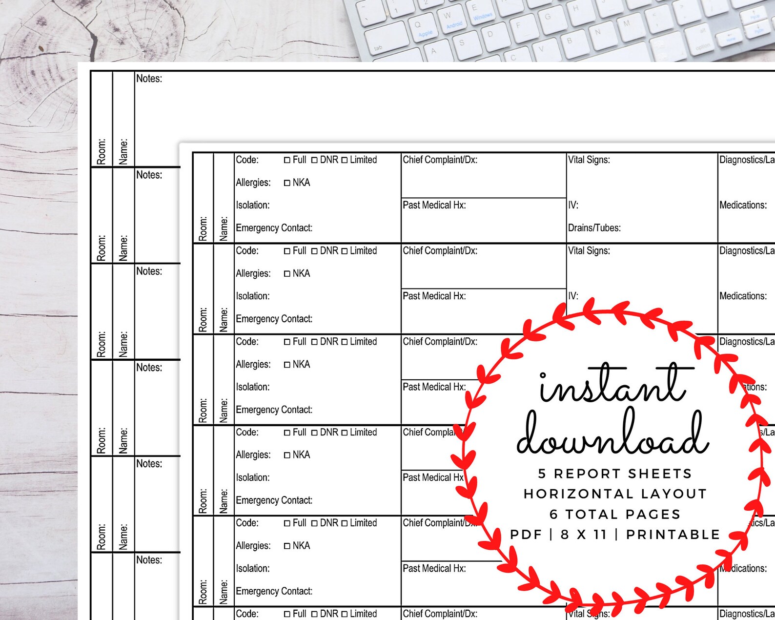 Emergency Room Nurse Report Sheet Bundle, Nurse Brain, Med/surg ...