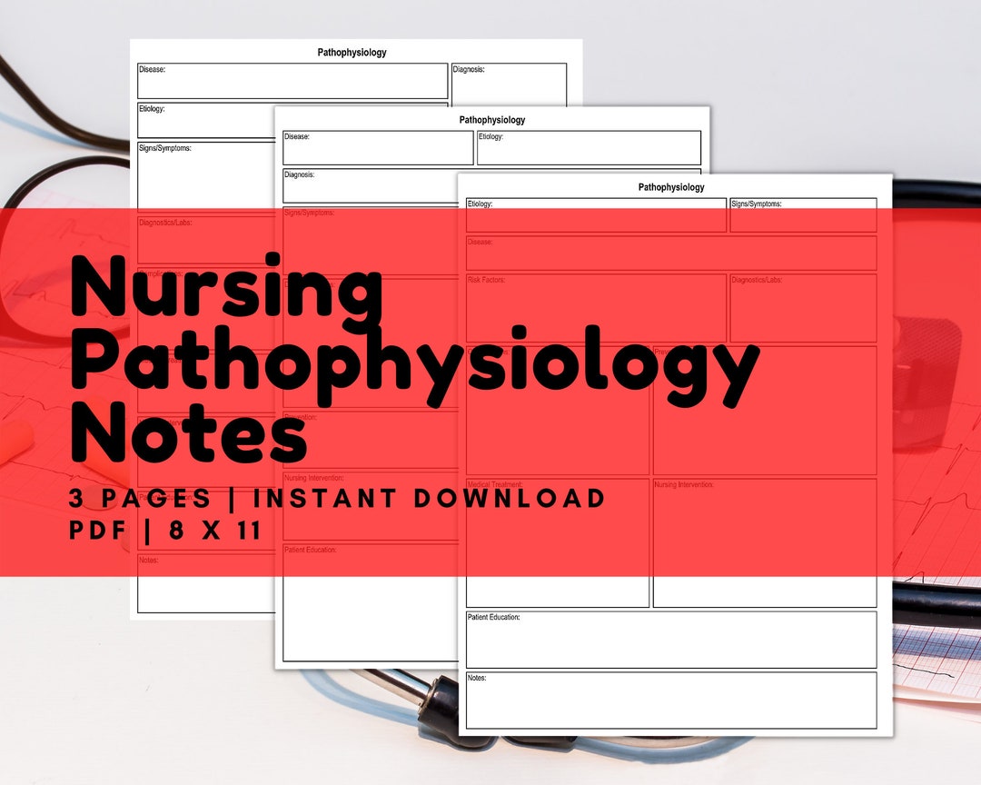 3 Page Pathophysiology Nursing Notes Template, BSN, MSN, School, Study ...