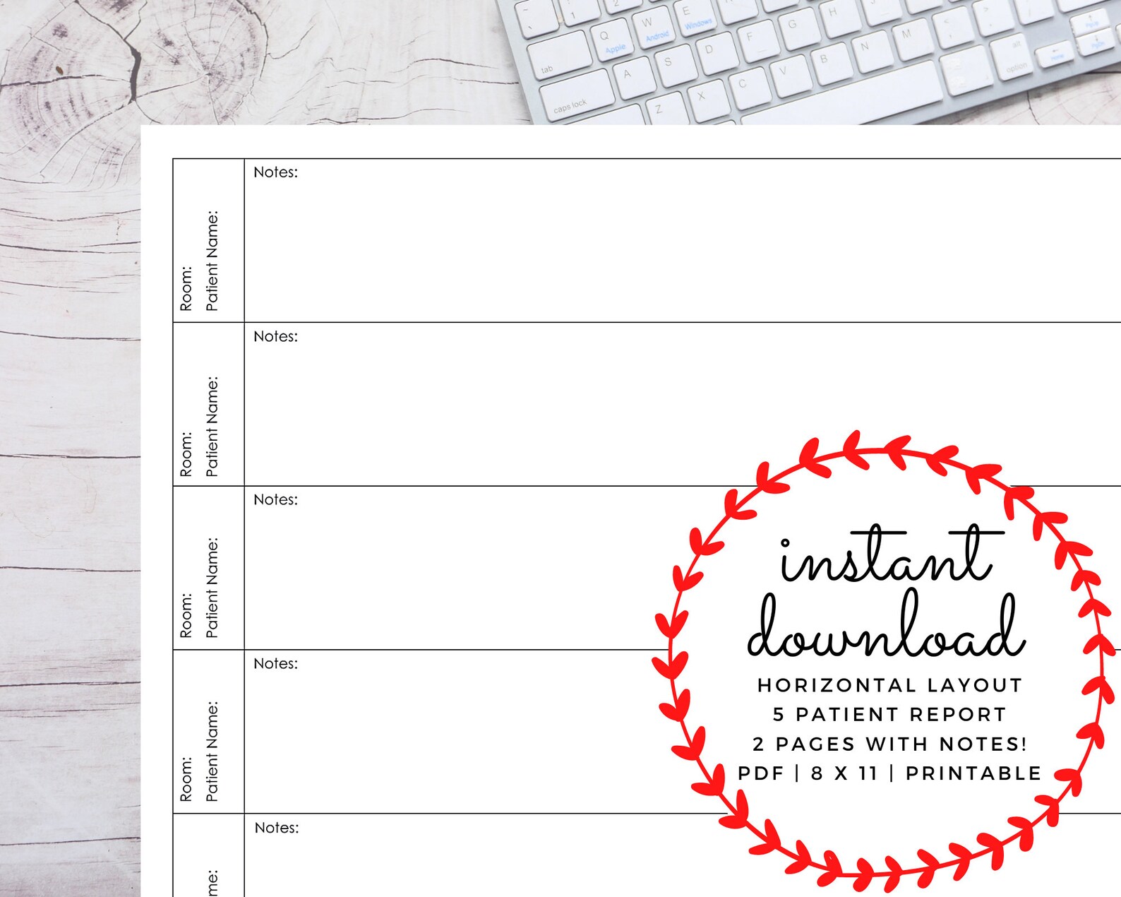 Med/surg 5 Patient Horizontal Nurse Report Sheet, Nurse Brain, Day ...