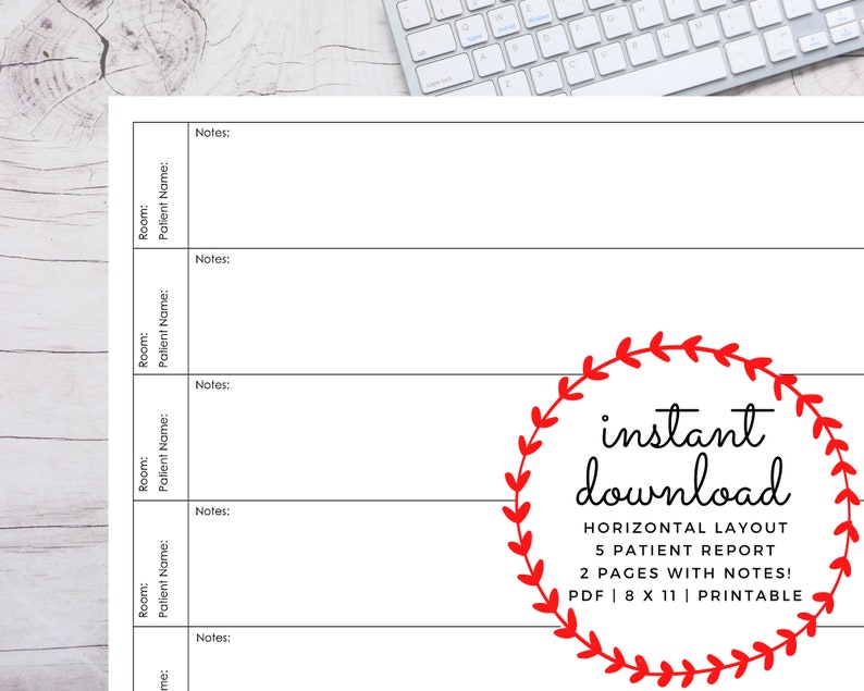 Med/surg 5 Patient Horizontal Nurse Report Sheet, Nurse Brain, Day ...
