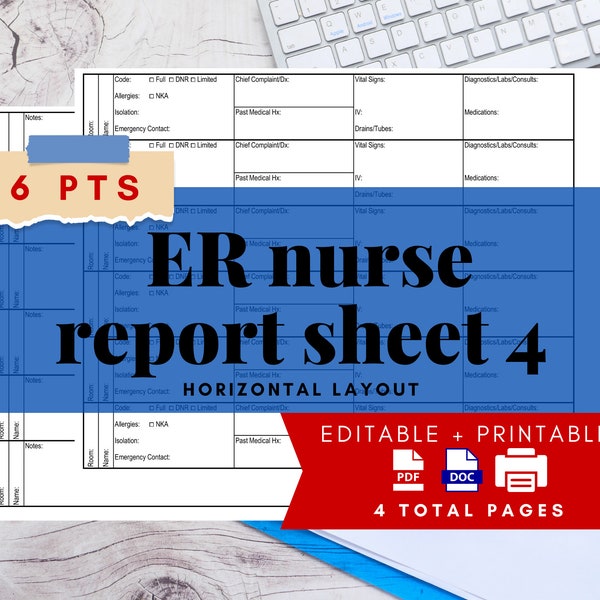 Emergency Room Nurse Report Sheet - Etsy