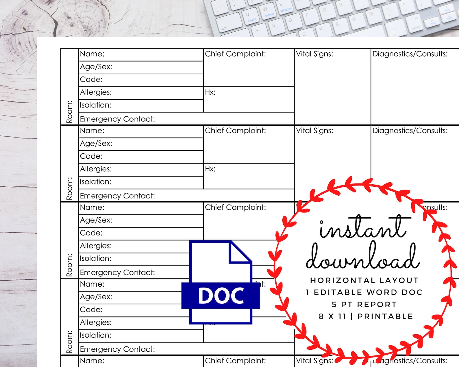 Emergency Room Nurse Report Sheet, Nurse Brain, Day Night NOC Shift ...