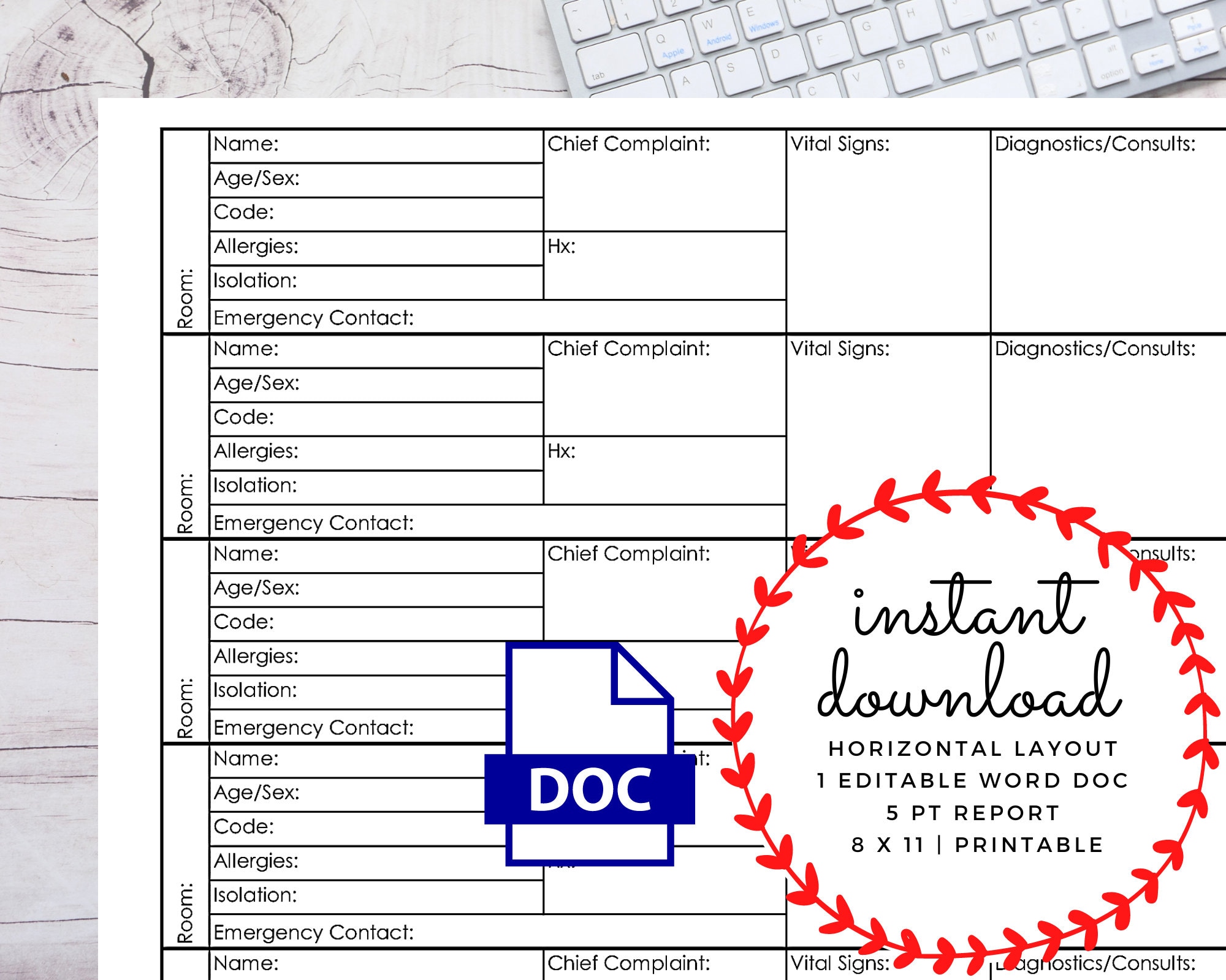 Emergency Room Nurse Report Sheet, Nurse Brain, Day Night NOC Shift ...