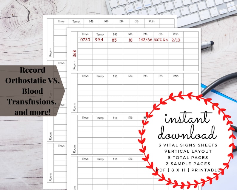 Vital Signs Report Sheet Bundle, Nurse Brain, Med/surg, Handoff, , PDF ...
