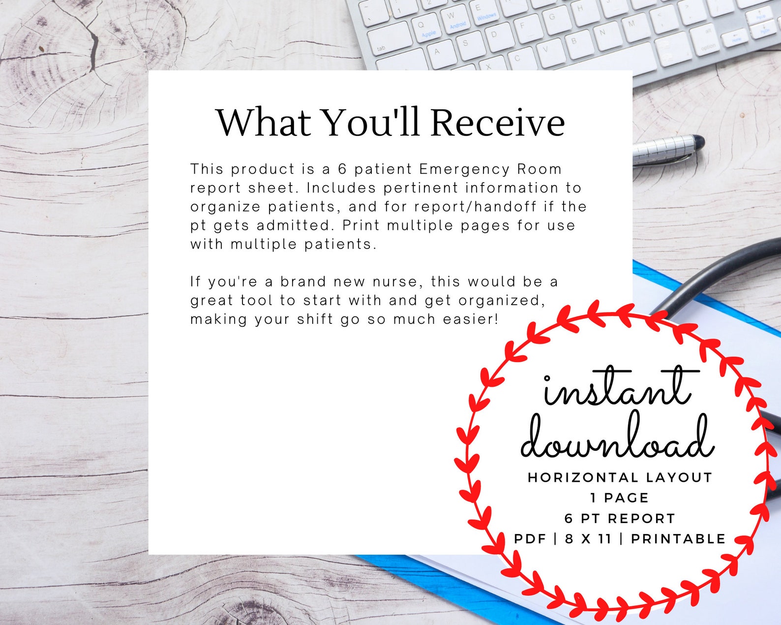 Emergency Room Nurse Report Sheet 6 Pt Nurse Brain Day | Etsy