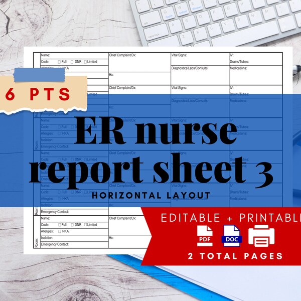 Emergency Room Report Sheet - Etsy