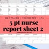 Med/surg 5 Patient Horizontal Nurse Report Sheet, Nurse Brain, Day ...