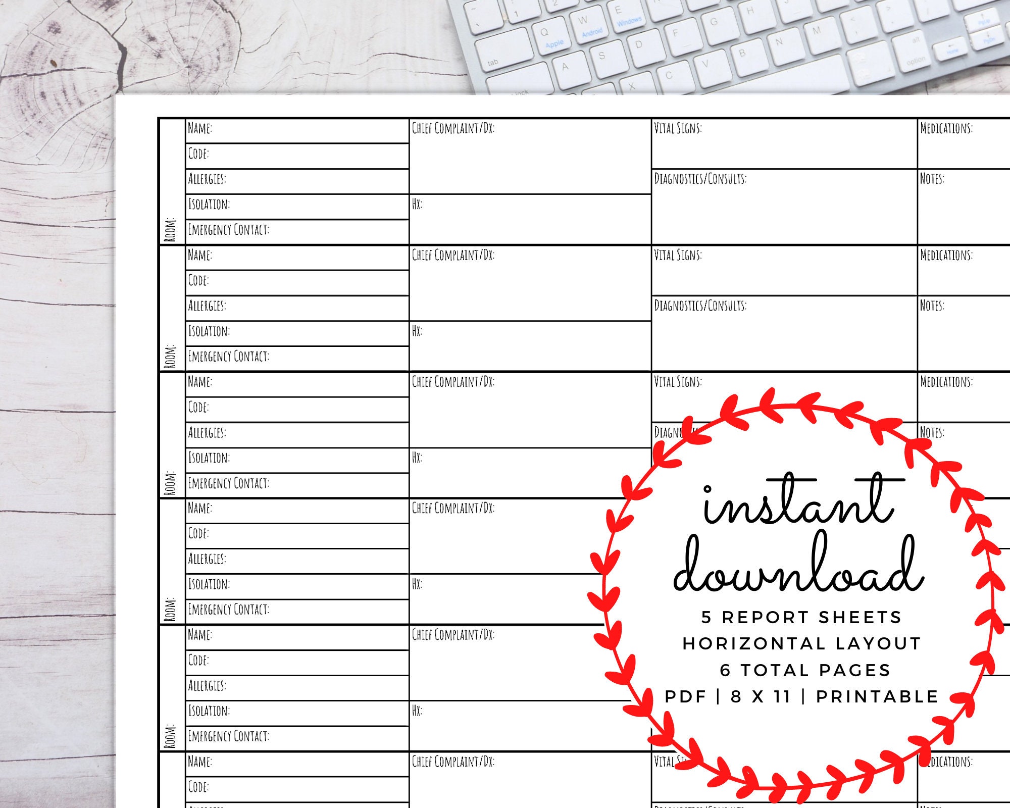Emergency Room Nurse Report Sheet Bundle, Nurse Brain, Med/surg ...