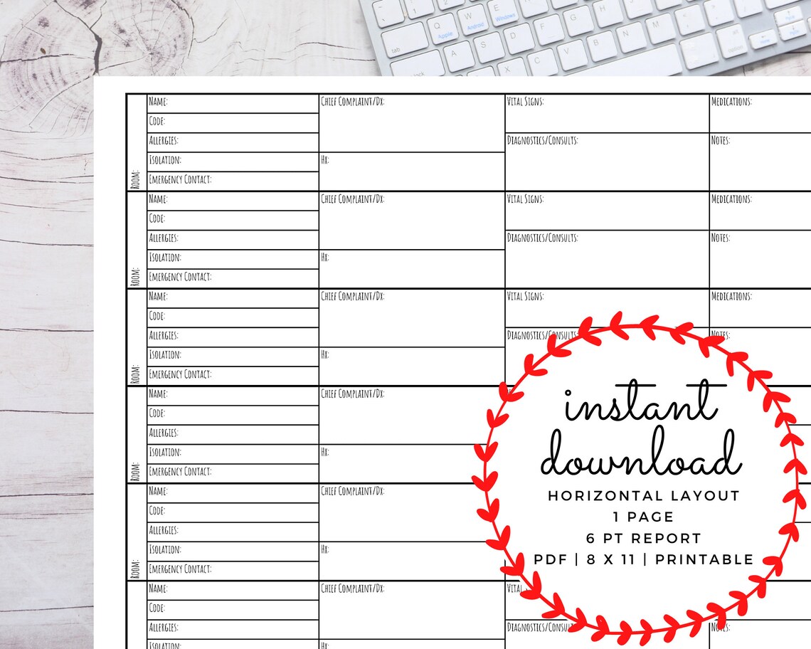 Emergency Room Nurse Report Sheet 6 Pt Nurse Brain Day | Etsy