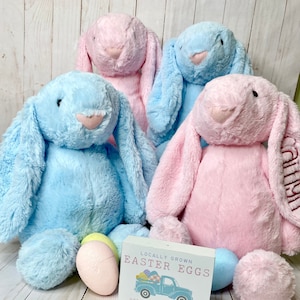 Embroidered Plush Bunny, Plush Bunny, Floppy Ear Bunny, Personalized ...
