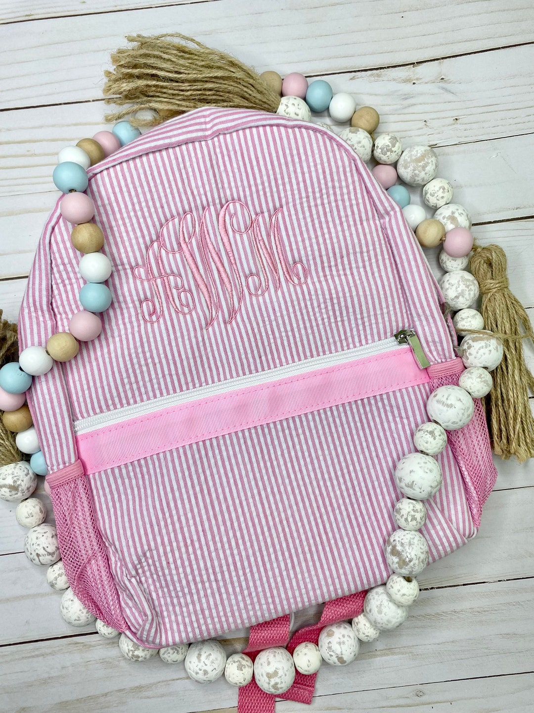 Personalized Baby Backpack, Seersucker Bag, Preschool Bookbag ...