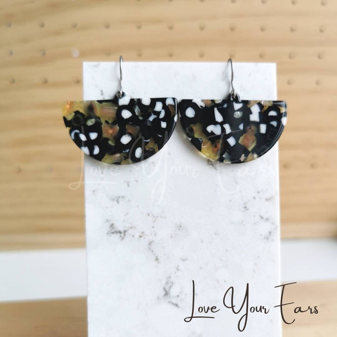 Titanium Earrings Grade 1 Hooks Hypoallergenic Black Patterned - Etsy